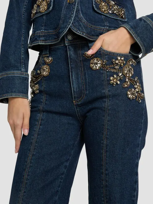 Cinq À Sept Cami Crystal Ivy-embellished High-rise Straight-leg Jeans