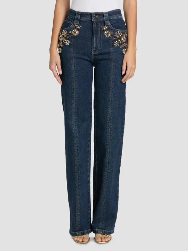 Cinq À Sept Cami Crystal Ivy-embellished High-rise Straight-leg Jeans