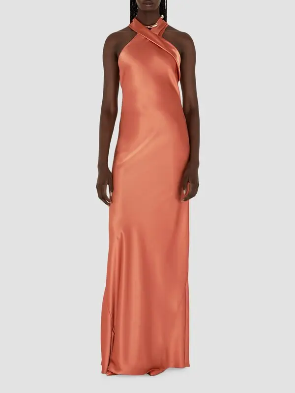 Galvan Pandora Halter Column Gown