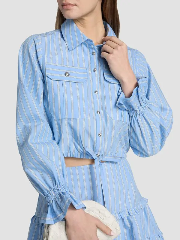 Cinq À Sept Prezley Lili-striped Tie-waist Crop Shirt