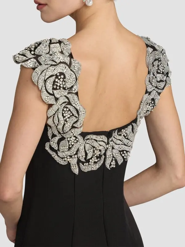 Mac Duggal Embellished Strap Crepe Mermaid Gown