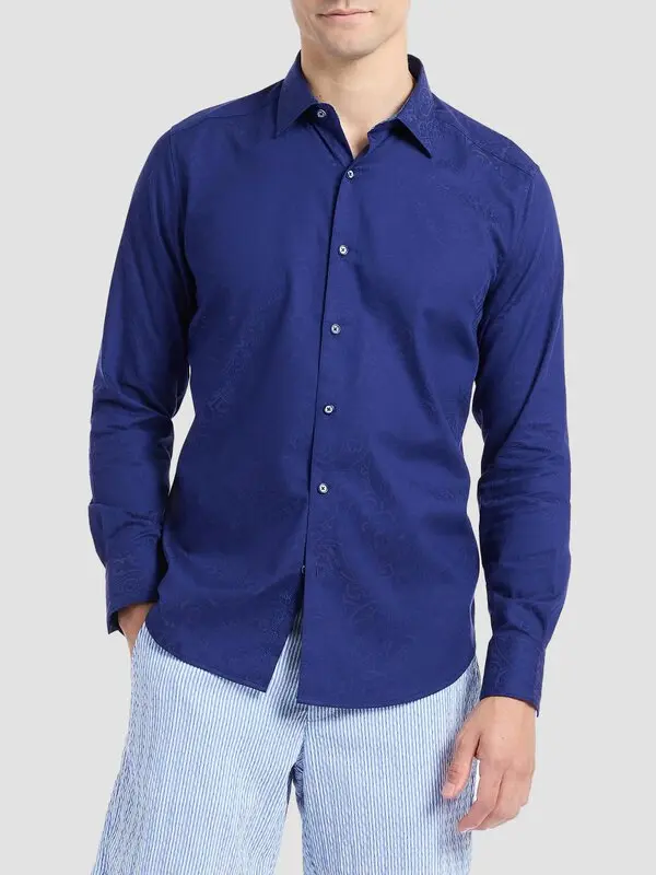 Robert Graham Hudson Paisley Jacquard Stretch-cotton Shirt