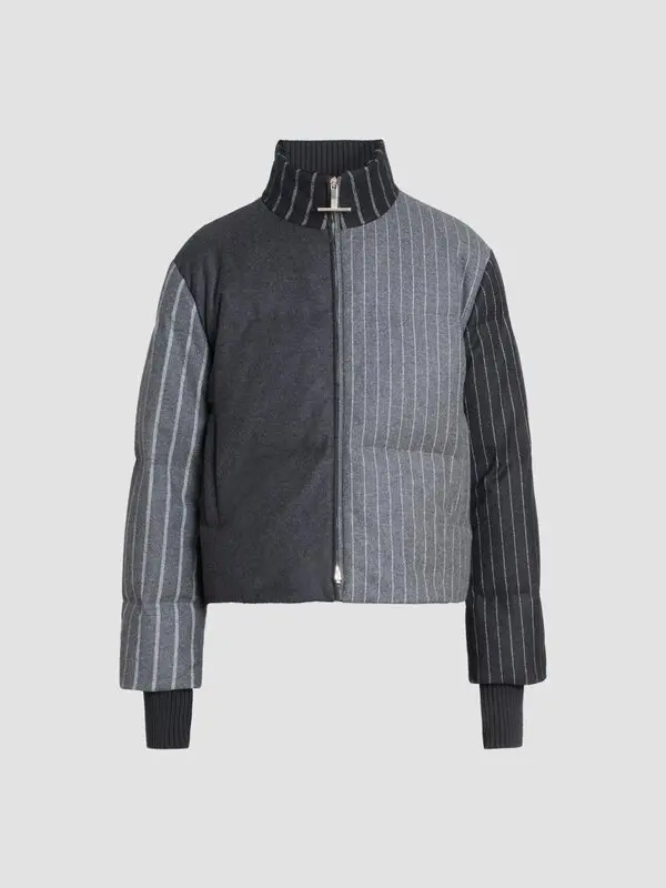 Thom Browne Chalk Striped Flannel Down Jacket - Medium Grey