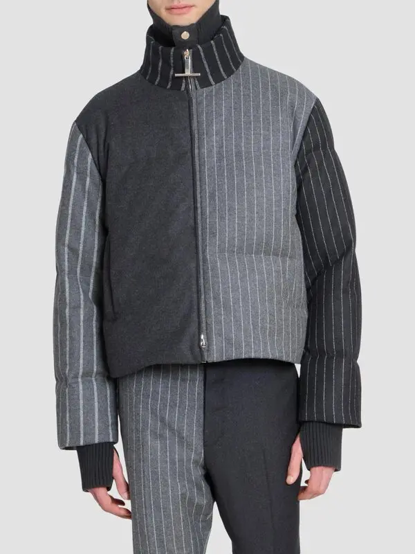 Thom Browne Chalk Striped Flannel Down Jacket