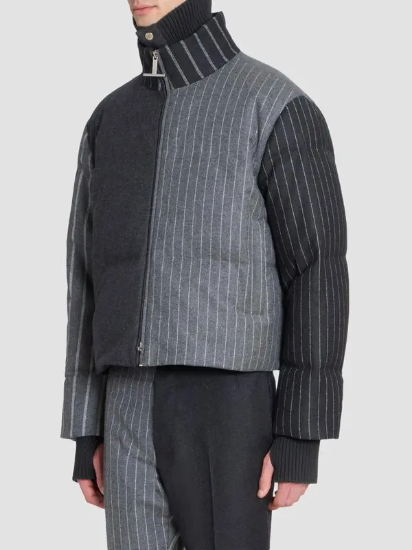 Thom Browne Chalk Striped Flannel Down Jacket
