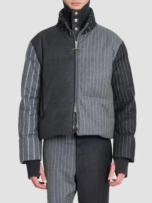 Thom Browne Chalk Striped Flannel Down Jacket