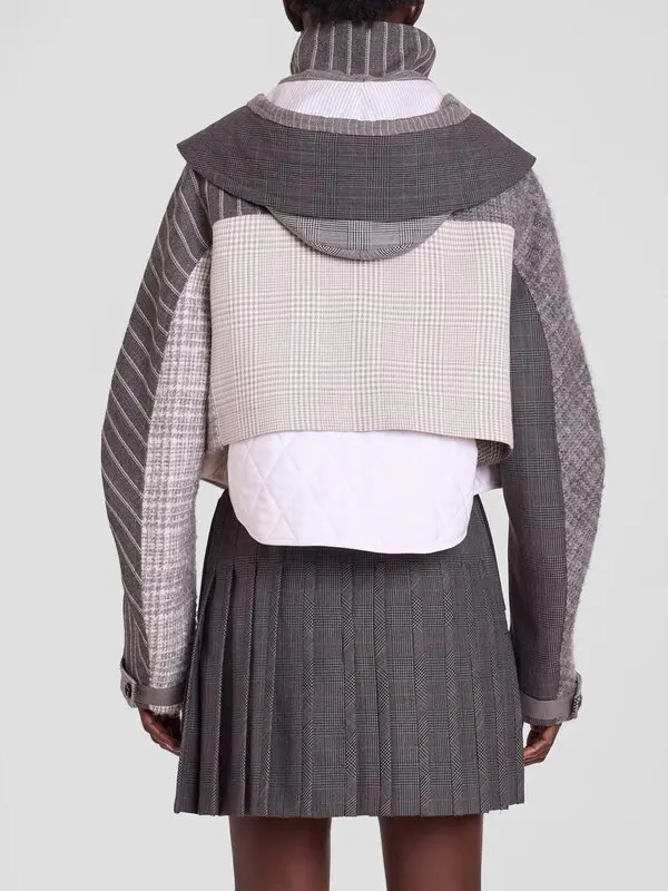 Thom Browne Plaid Virgin-wool Removable Hood Crop Parka