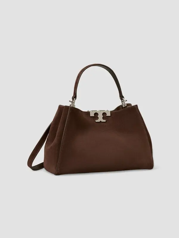 Tory Burch Eleanor Suede Medium Satchel - Dark Cocoa