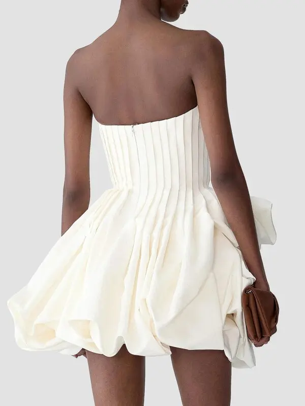 Carolina Herrera Pleated Gathered Rose-effect Minidress