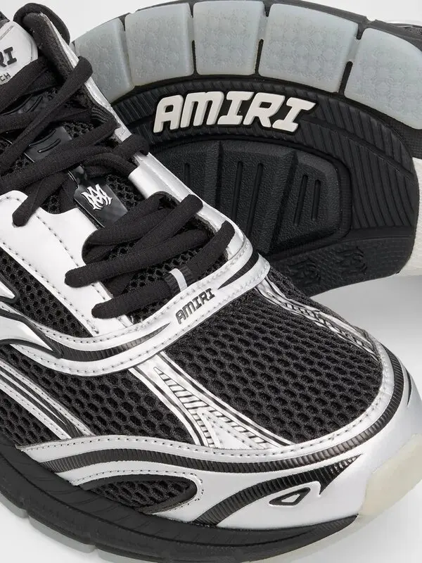 Amiri M-tech Metallic Low-top Sneakers - Black Silver