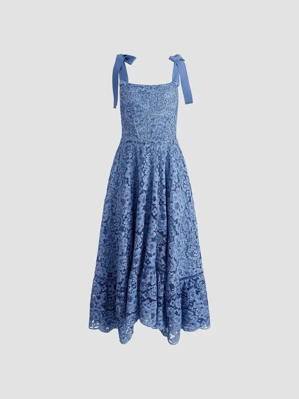 Alice + Olivia Rosalee Lace Bustier Midi-dress - Indigo