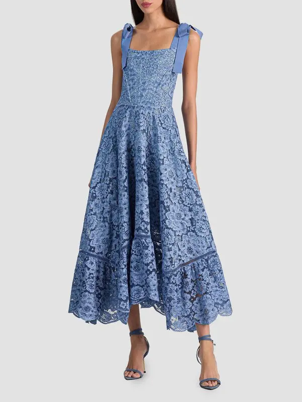Alice + Olivia Rosalee Lace Bustier Midi-dress