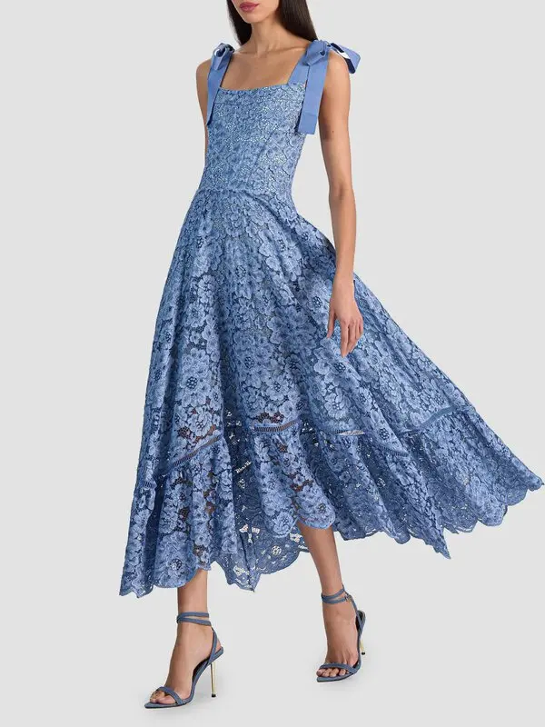 Alice + Olivia Rosalee Lace Bustier Midi-dress