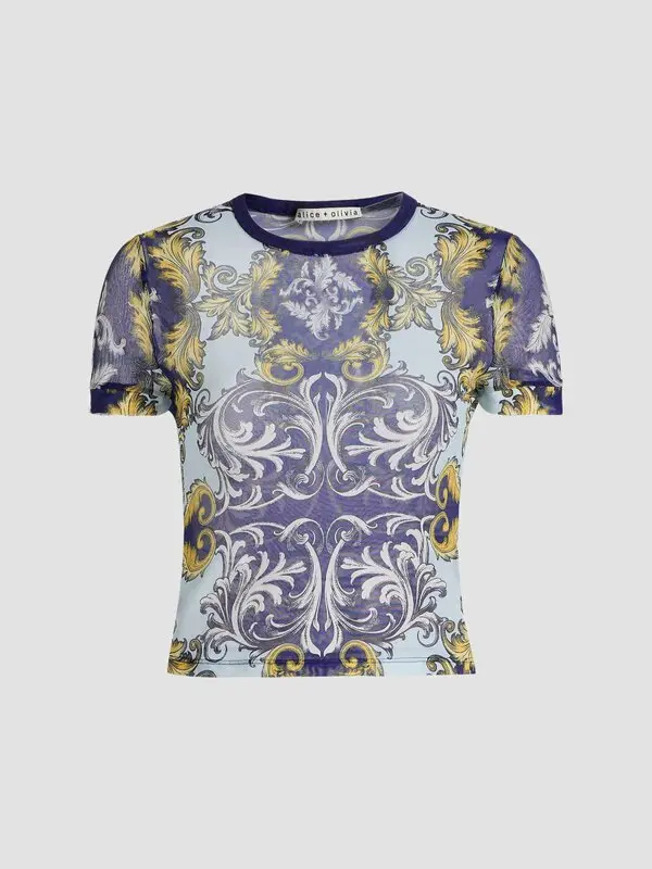 Alice + Olivia Tess Print T-shirt - Antique Scroll