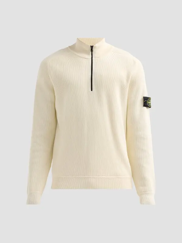 Stone Island Rib-knit Cotton Quarter-zip Sweatshirt