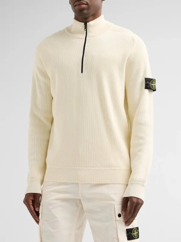 Stone Island Rib-knit Cotton Quarter-zip Sweatshirt