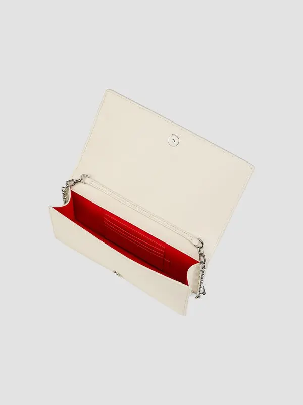 CHRISTIAN LOUBOUTIN Bettina Suede Strass And Pearls Clutch - Silver