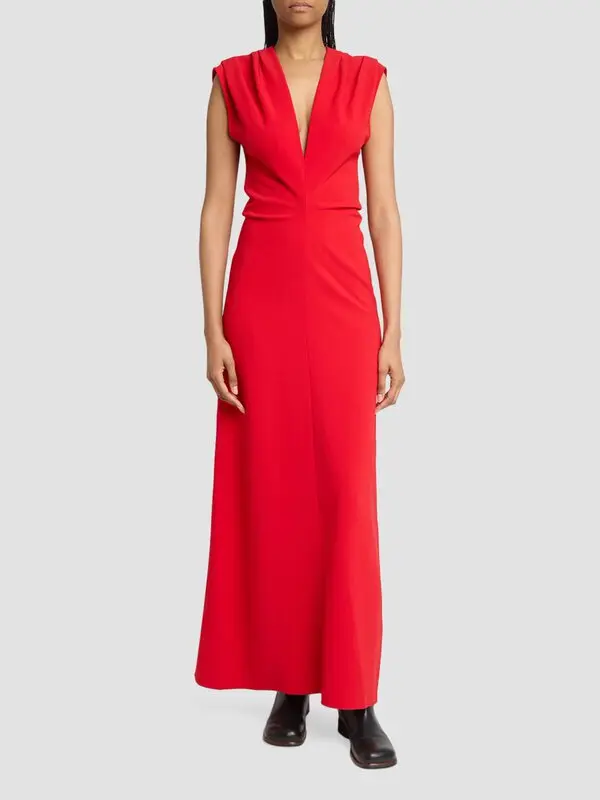 Proenza Schouler Geraldine Gathered Crepe Maxi Dress