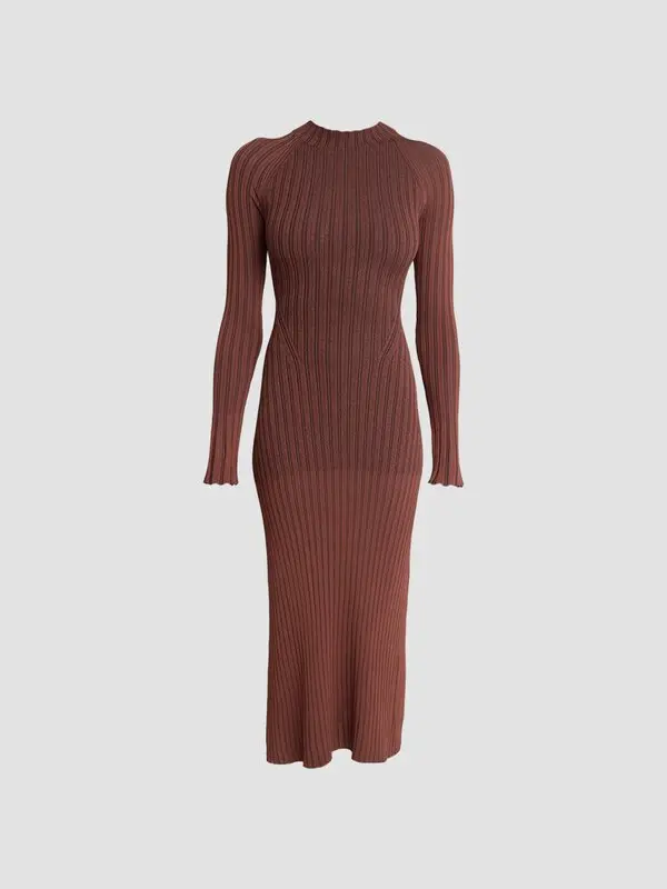 Proenza Schouler Roux Ribbed Midi Dress - Copper