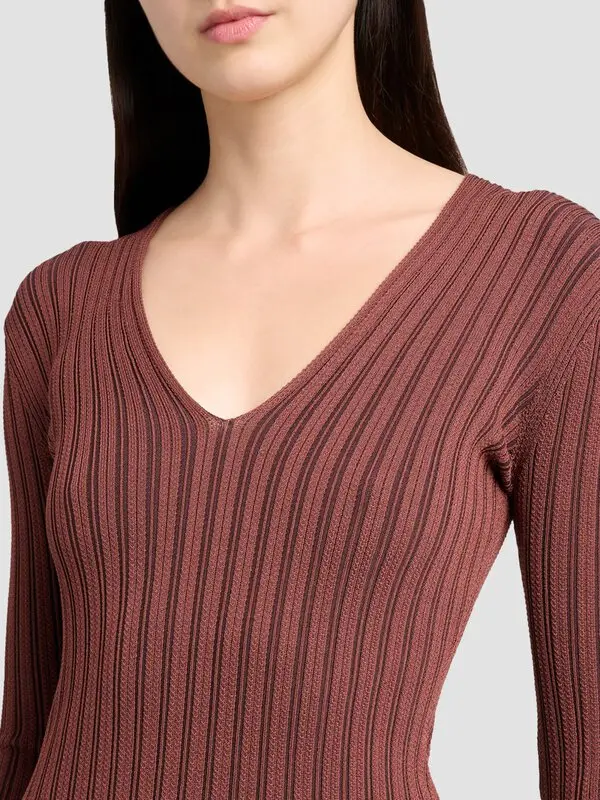 Proenza Schouler Roux Ribbed V-neck Top