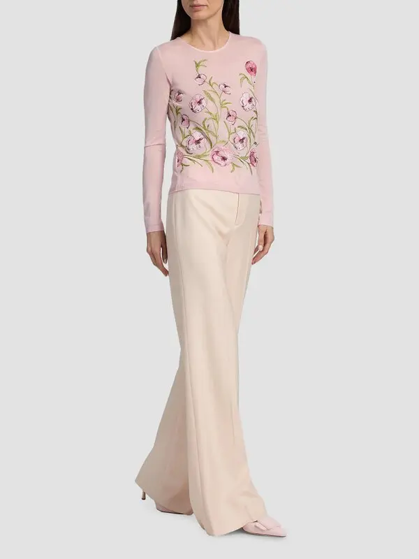 Giambattista Valli Floral Embroidered Cashmere-silk Top