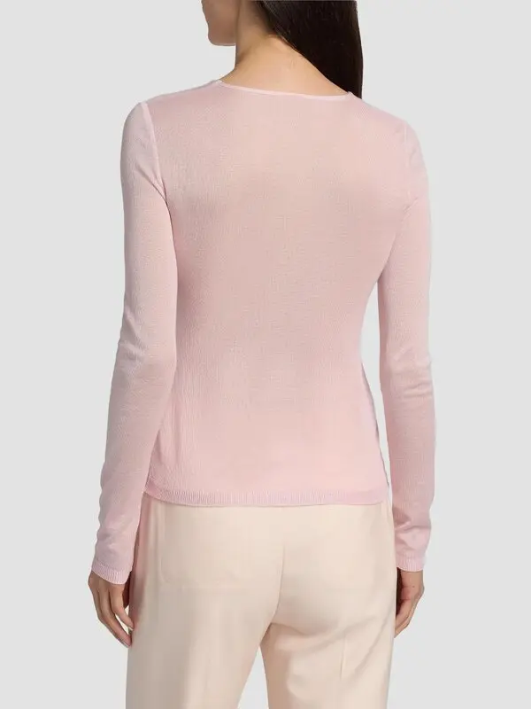 Giambattista Valli Floral Embroidered Cashmere-silk Top
