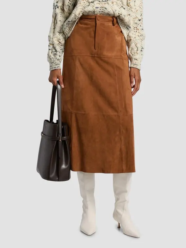 Ba&sh Massia Suede Midi-skirt