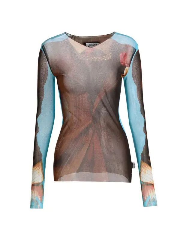 JEAN PAUL GAULTIER Le Tennis Costume Printed Long-sleeve Top