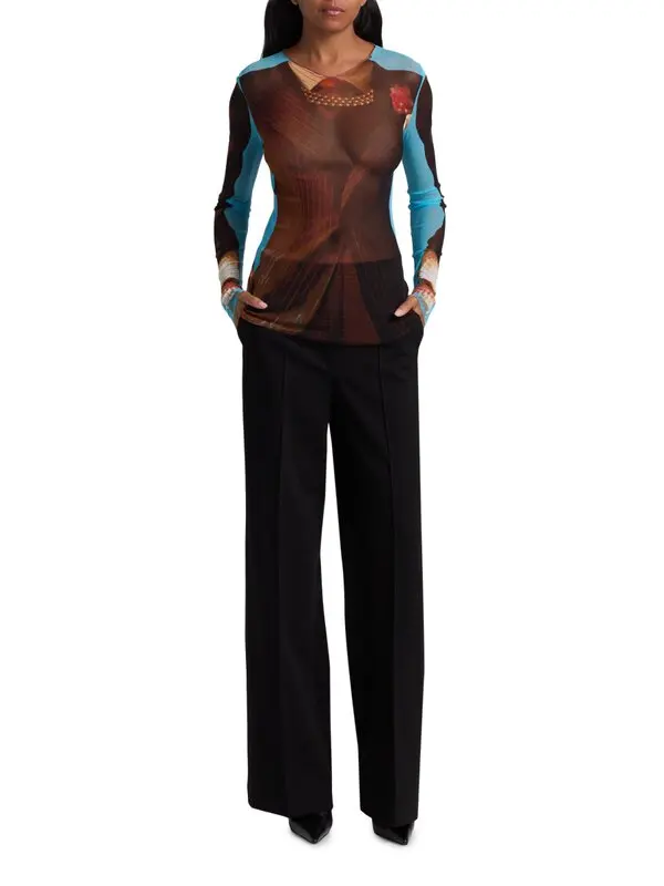 JEAN PAUL GAULTIER Le Tennis Costume Printed Long-sleeve Top