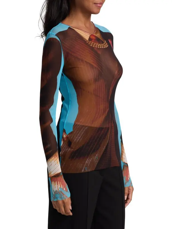 JEAN PAUL GAULTIER Le Tennis Costume Printed Long-sleeve Top