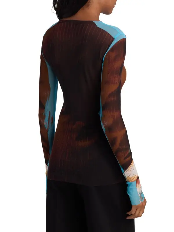 JEAN PAUL GAULTIER Le Tennis Costume Printed Long-sleeve Top