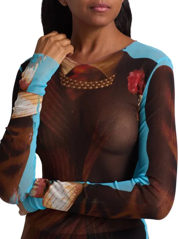 JEAN PAUL GAULTIER Le Tennis Costume Printed Long-sleeve Top