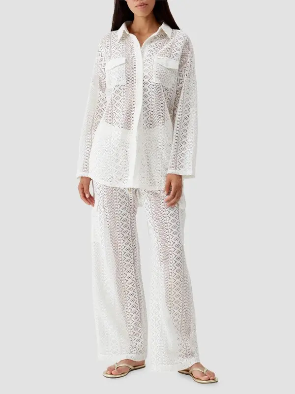 Melissa Odabash Elena Crochet Oversized Shirt
