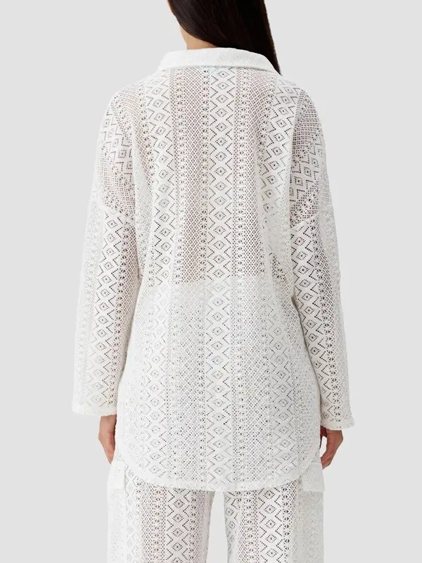 Melissa Odabash Elena Crochet Oversized Shirt - Ivory