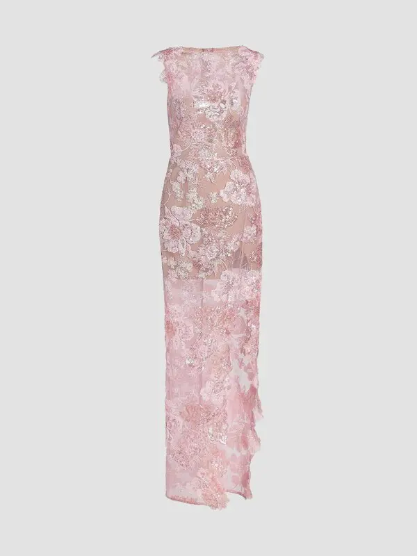 BRONX BANCO Capri Ellie Sequined Gown - Blush