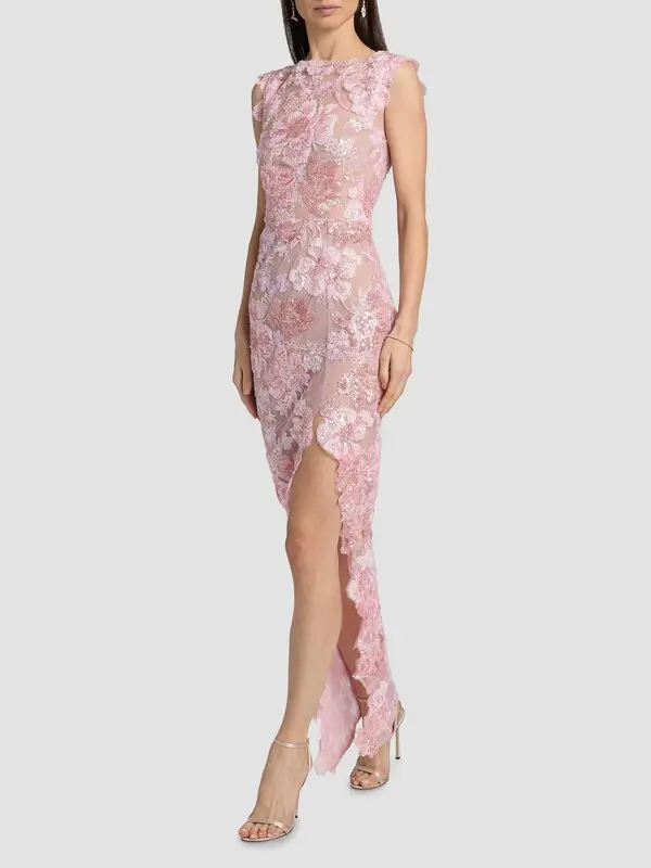 BRONX BANCO Capri Ellie Sequined Gown - Blush