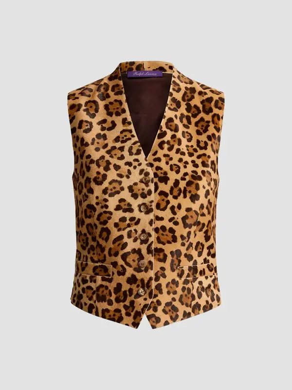 Ralph Lauren Brennen Leopard-print Calf Hair Vest
