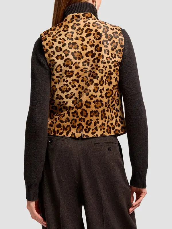 Ralph Lauren Brennen Leopard-print Calf Hair Vest