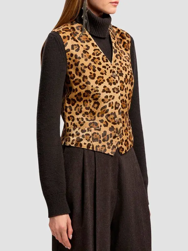 Ralph Lauren Brennen Leopard-print Calf Hair Vest