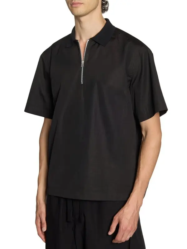 Sacai Quarter-zip Cotton Poplin Shirt