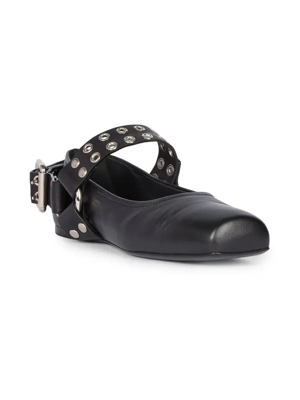 Alaïa Buckle-accented Leather Ballet Flats - Noir