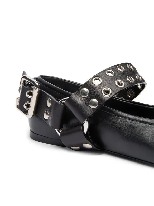 Alaïa Buckle-accented Leather Ballet Flats - Noir