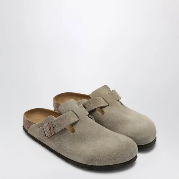 BIRKENSTOCK Taupe Boston Clogs In Suede - Beige