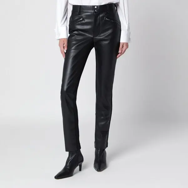 Sacai Slim Trousers In Faux Leather - Black
