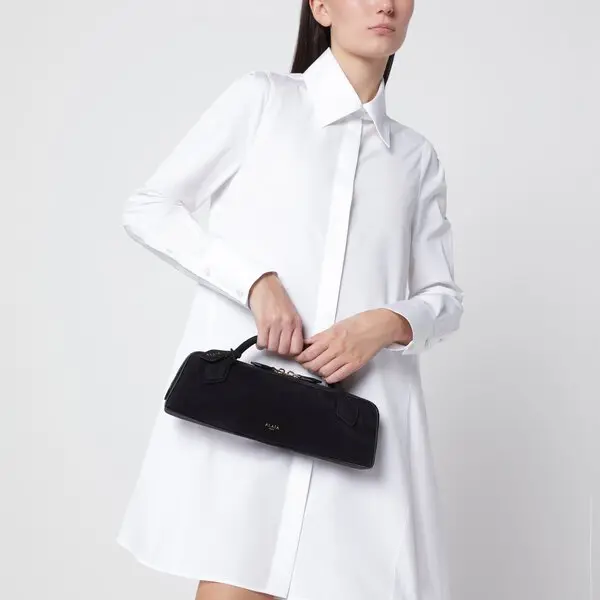 Alaïa Le Teckel Pouch In Suede - Black