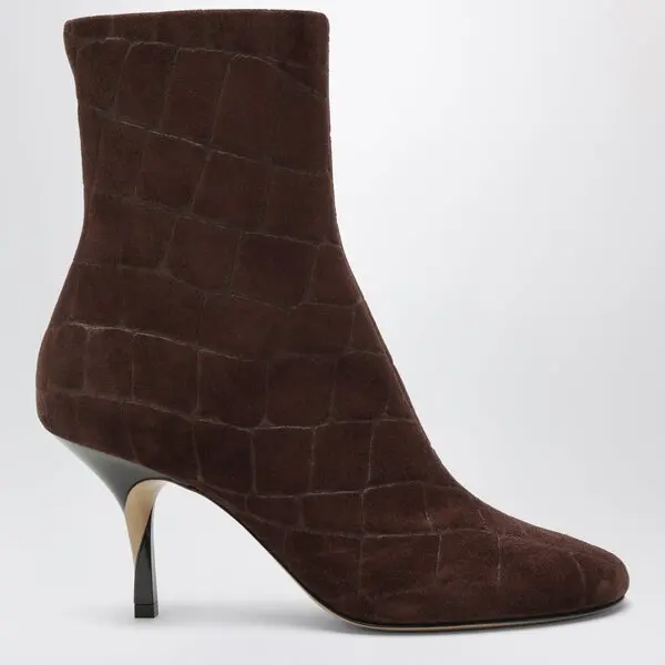 Jacquemus Ankle Boots In Crocodile-effect Suede