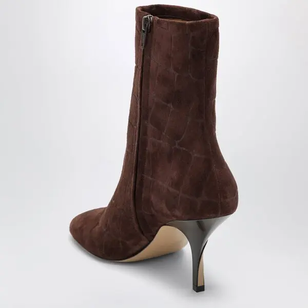 Jacquemus Ankle Boots In Crocodile-effect Suede