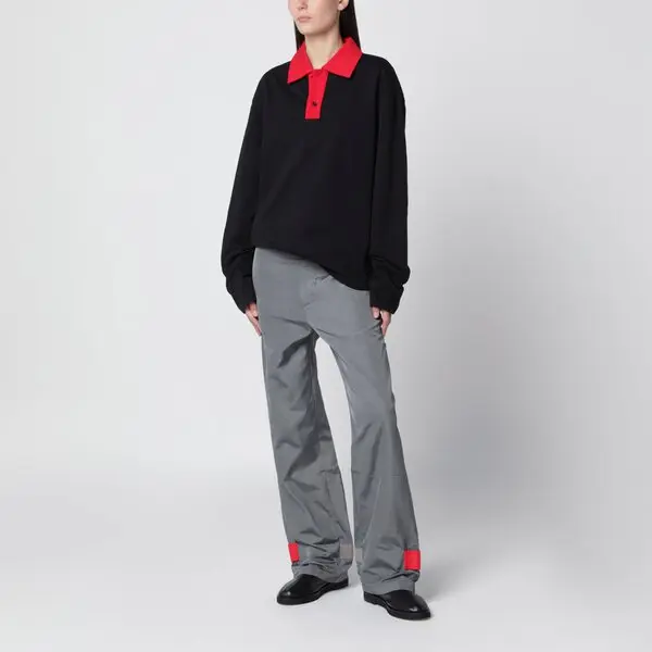 LII Red Oversized Cotton Polo Shirt
