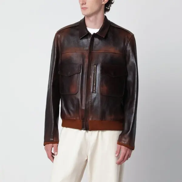 GOLDEN GOOSE Vintage-effect Leather Bomber Jacket