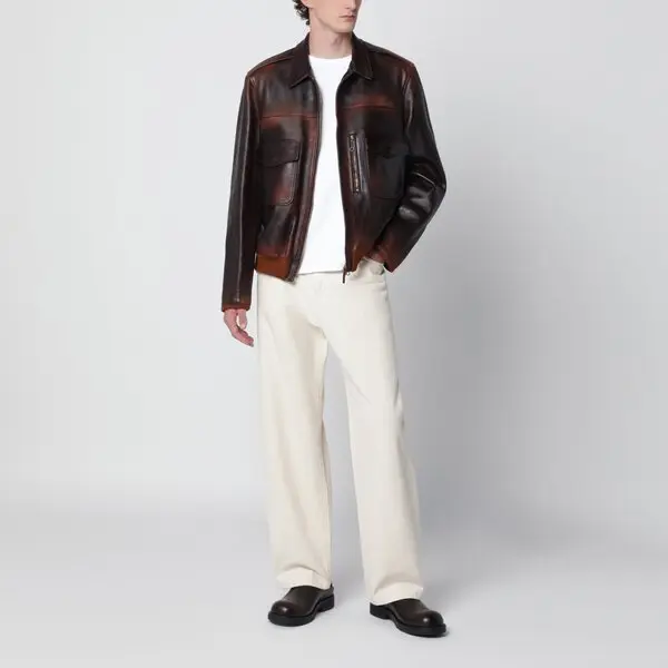 GOLDEN GOOSE Vintage-effect Leather Bomber Jacket